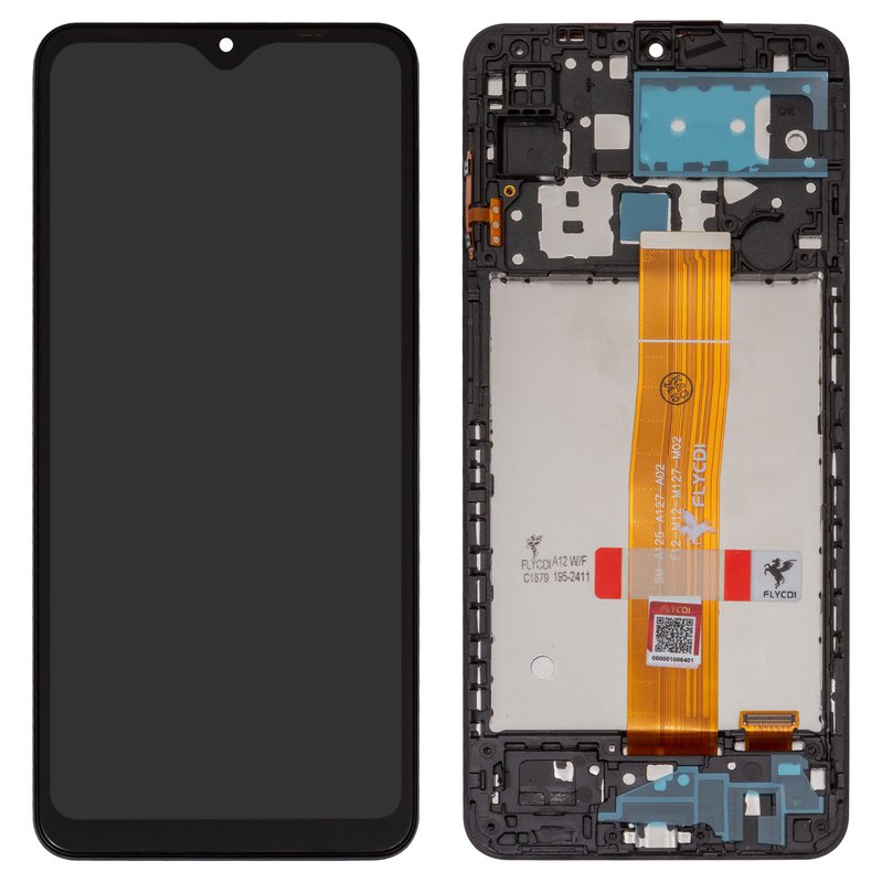 LCD FLYCDI compatible with Samsung A125F Galaxy A12, (black, with frame ...